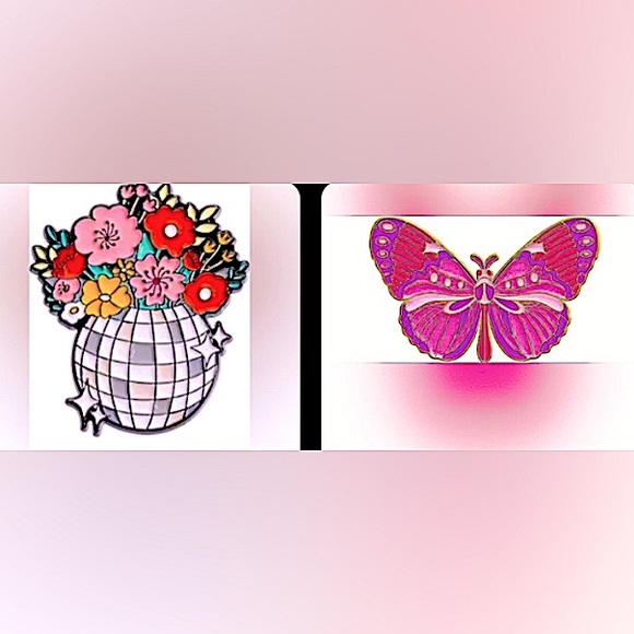 Jewelry | 2 Lgbtq Subtle Lesbian Pride Pins Flower Basket Butterfly ...